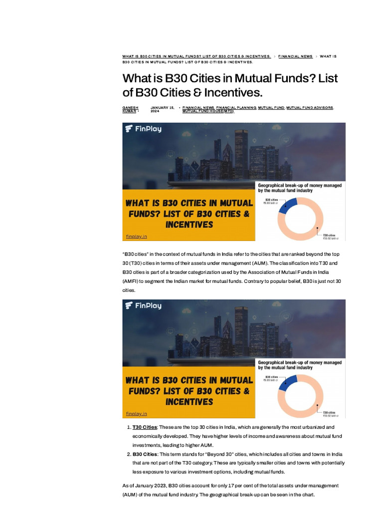 B30 Cities in Mutual Funds Explained | PDF | Mutual Funds | Investing