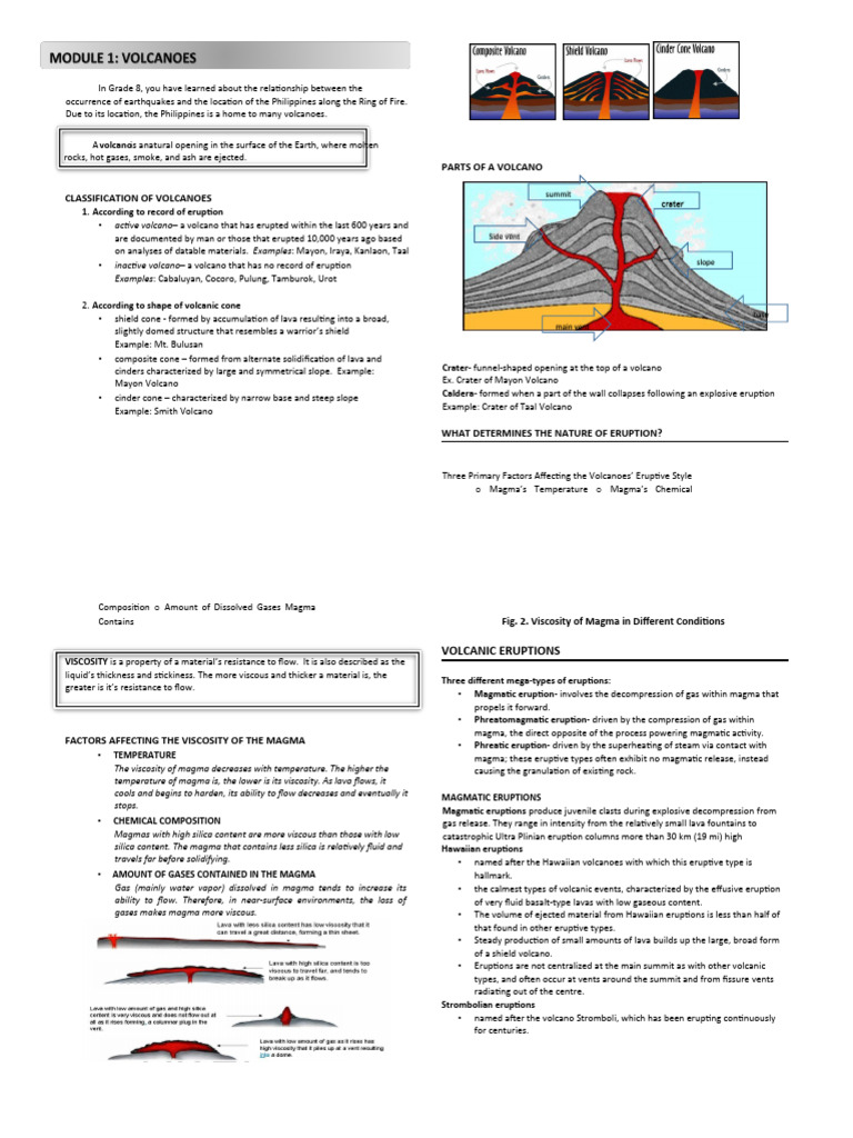 Handouts Volcanoes | PDF | Types Of Volcanic Eruptions | Volcano