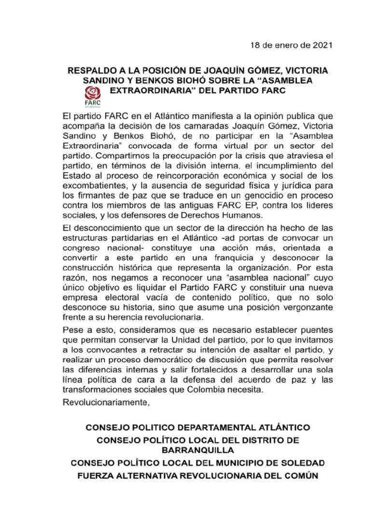 Partido de La Rosa Atlántico Respalda A Joaquín Gómez y VS | PDF