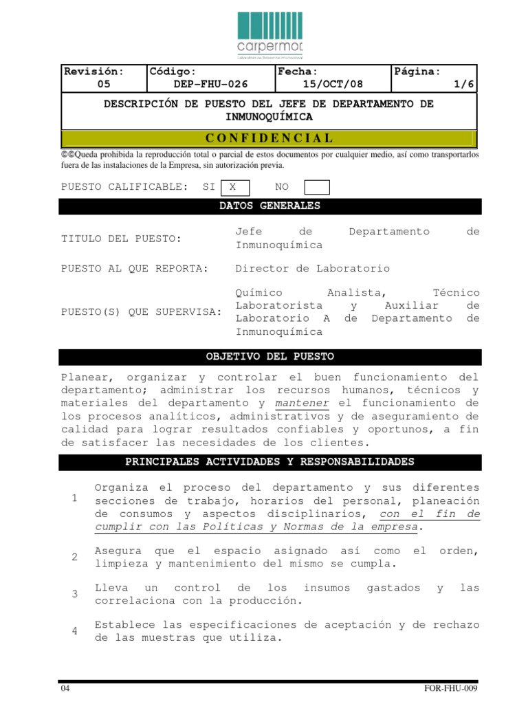 Dep Fhu 026 05 | PDF | Químico | Laboratorios