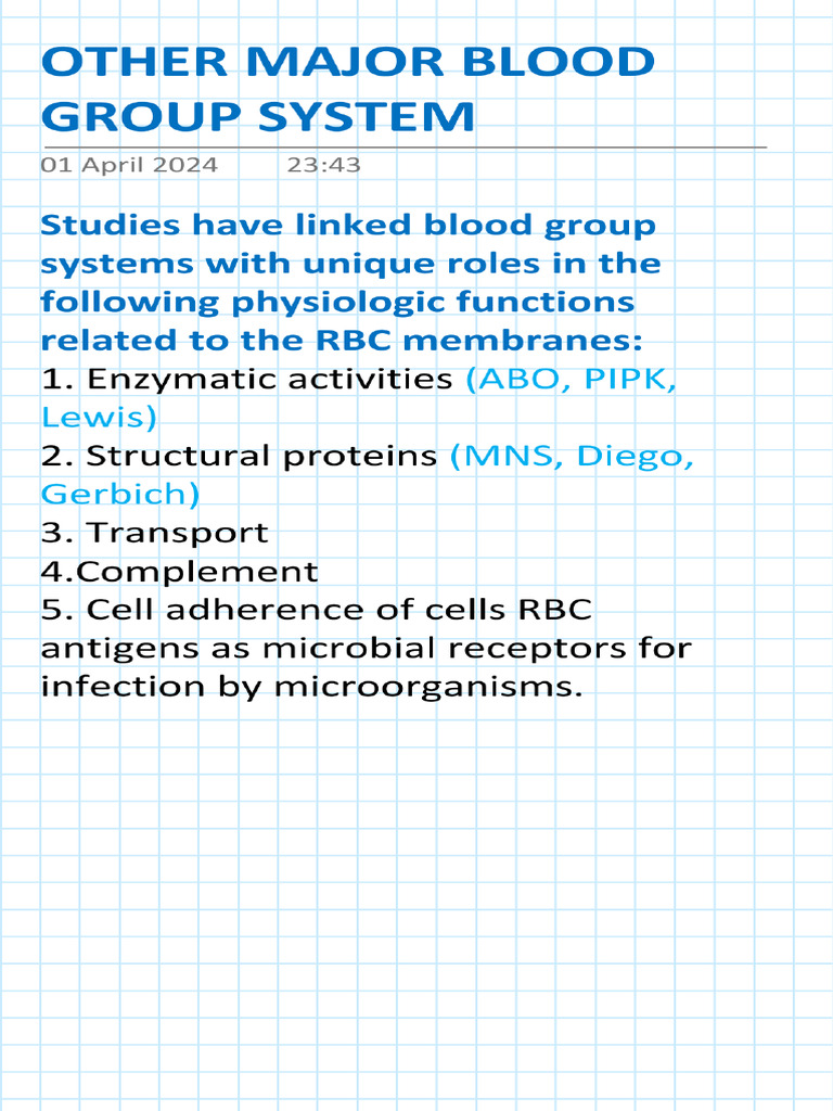 Other Major Blood Group System | PDF