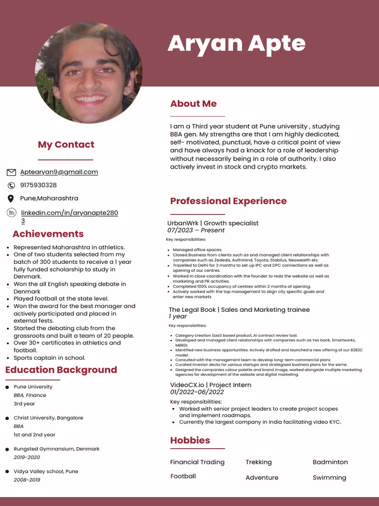 Aryan Apte Updated Resume | PDF | Economies | Business