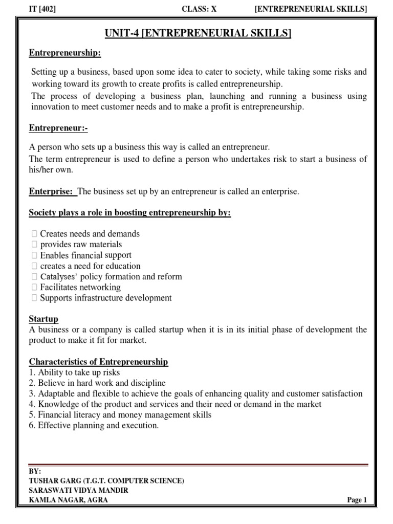 Entreprenurial Skills Unit 4 Part-A | PDF | Entrepreneurship | Social ...