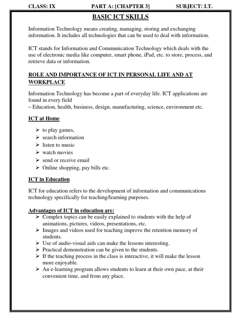 Importance of ICT Skills in Daily Life | PDF | World Wide Web ...