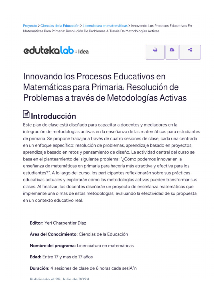 Innovando Los Procesos Educativos en Matemáticas para Primaria ...