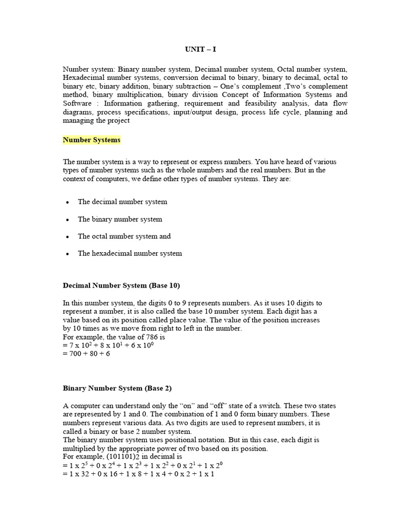 CAP Unit-1 Number System Notes | PDF | Decimal | Lexicology