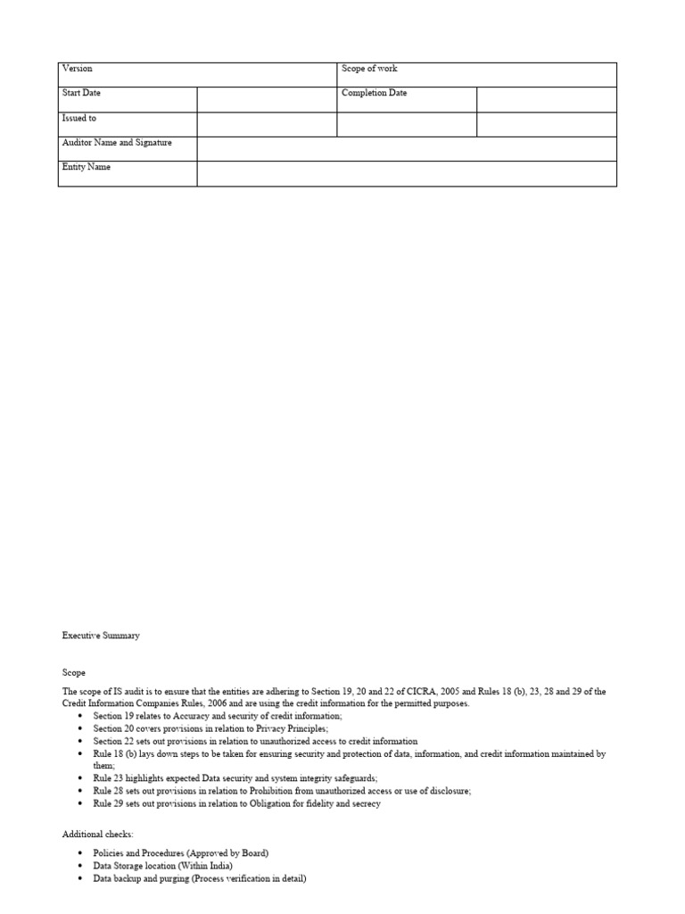 CISA Audit Report Format - v3 | PDF | Audit | Security