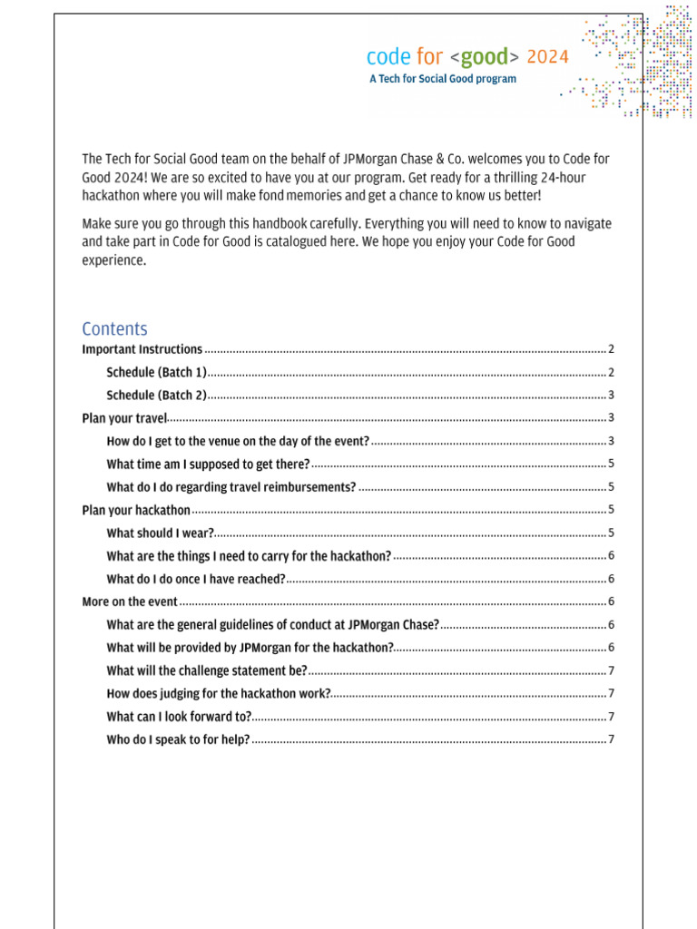 Participant Handbook CFG Hyderabad 2024 | PDF