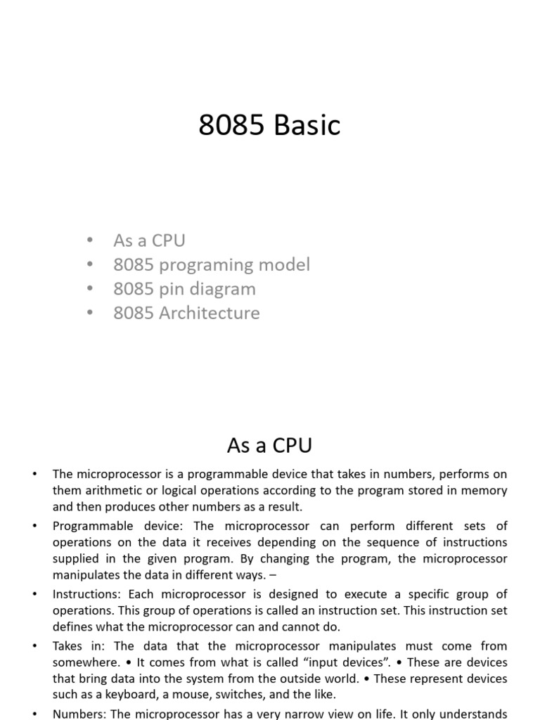 8085 Basics | PDF | Central Processing Unit | Input/Output