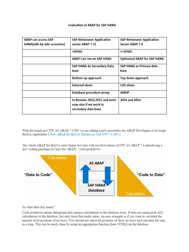 Abap On Hana Introduction Class | PDF | Databases | Systems Engineering