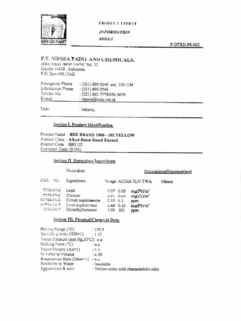 MSDS Bee Brand | PDF