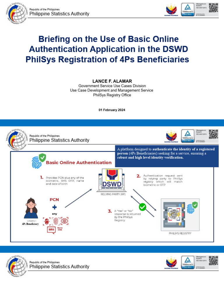 (DSWD) Orientation On The Implementation of Basic Online Authentication Application | PDF ...