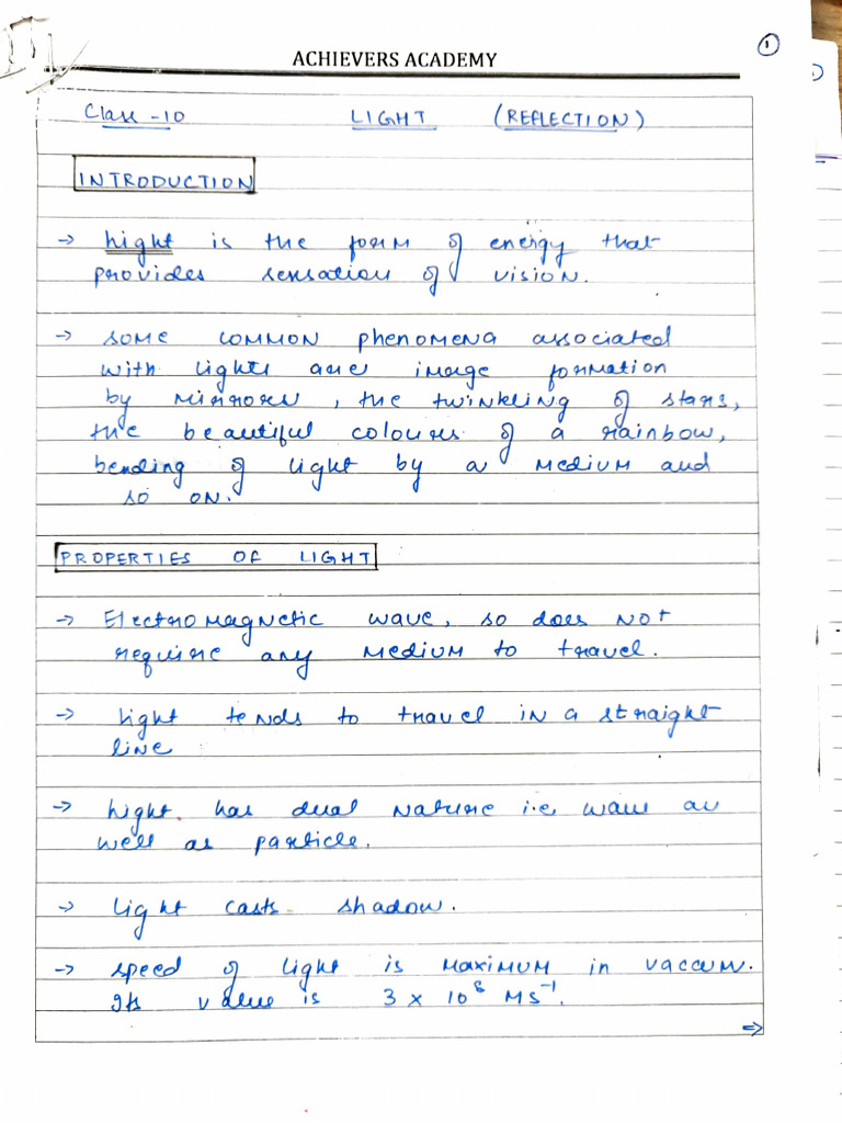 Reflection Notes | PDF | Optics | Glass Engineering And Science