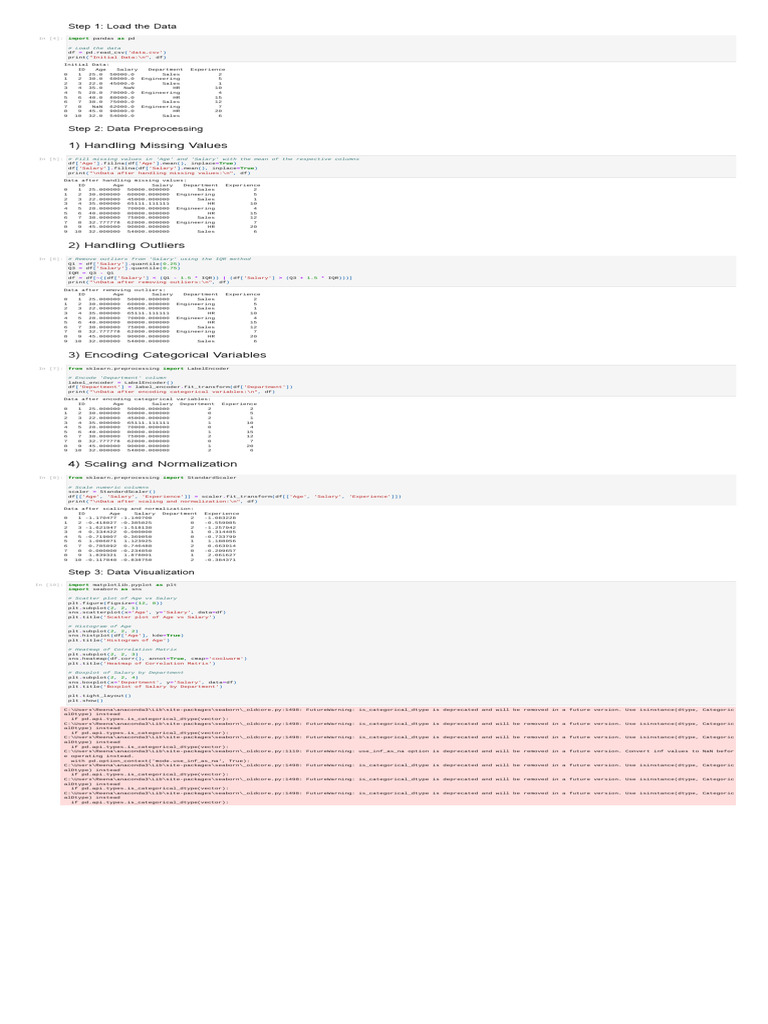 Data Preprocessing and Visualization Guide | PDF | Statistics | Statistical Analysis