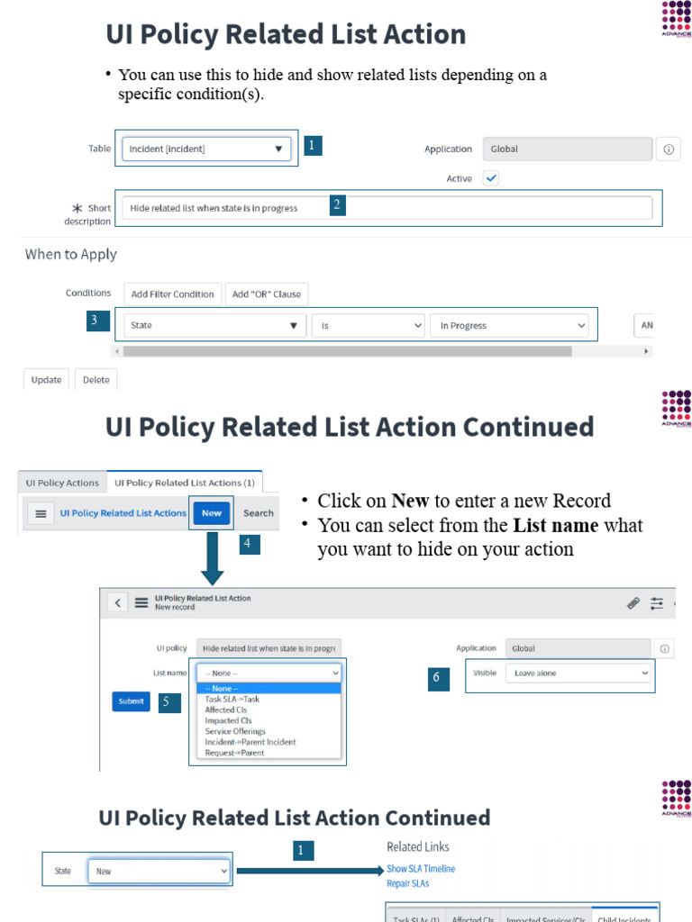 UI Policy Related List Action | PDF