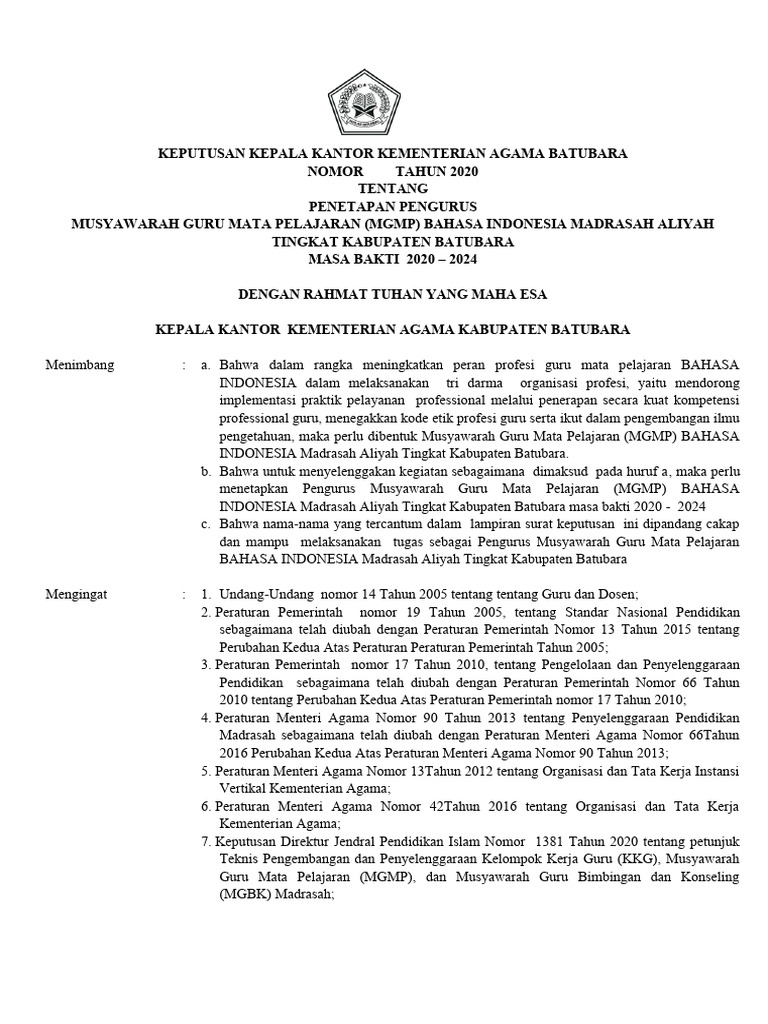 SK MGMP B. Indonesia | PDF