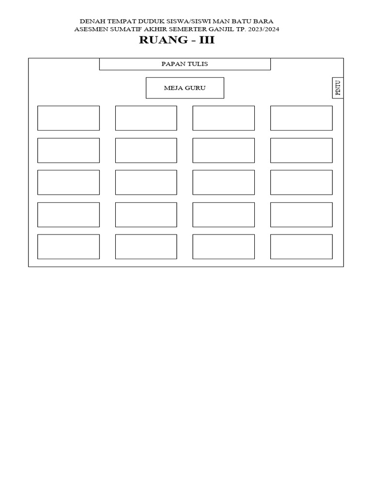 Denah Ruang Ujian Us-I-Tp-2023-2024 | PDF
