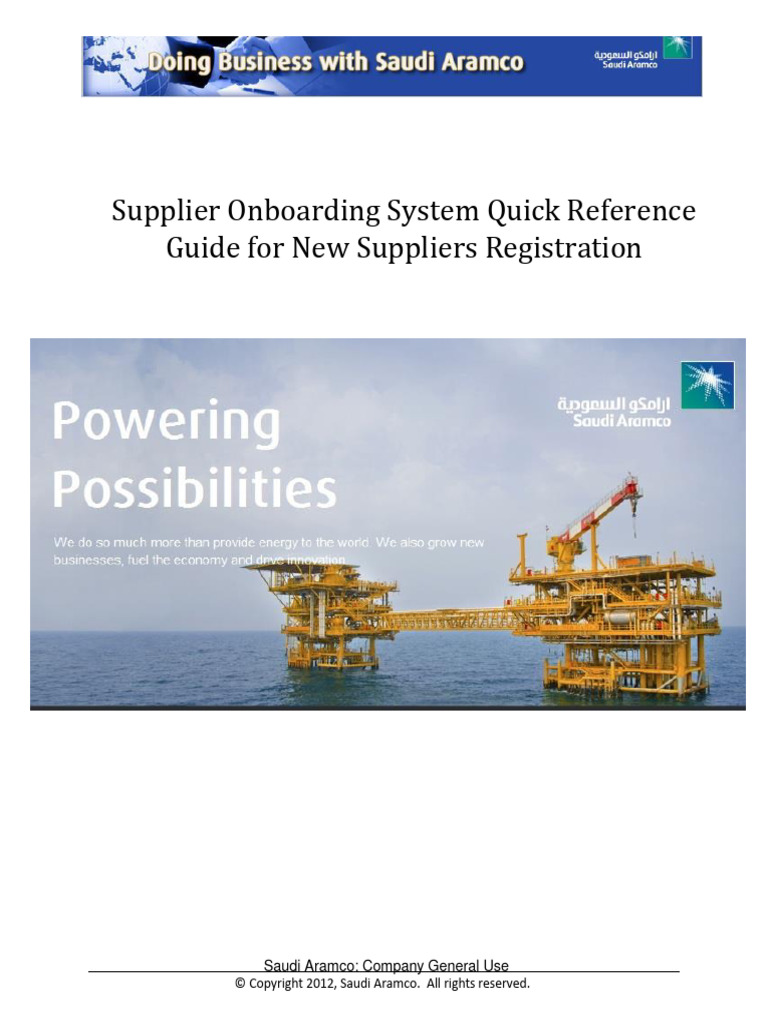 Supplier Onboarding System Quick Reference Guide For New Suppliers ...