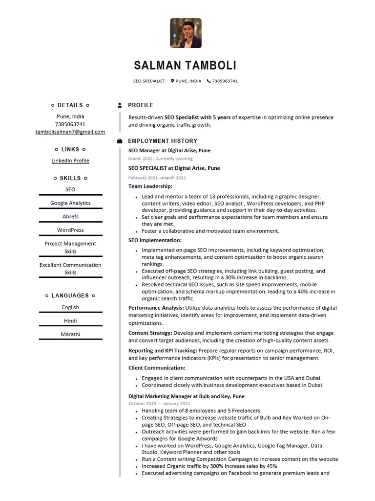 Resume Salman Tambo Li | PDF | Search Engine Optimization | Analytics