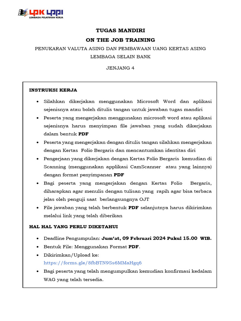 (Jenjang 4) Tugas Mandiri Kupva LSB | PDF