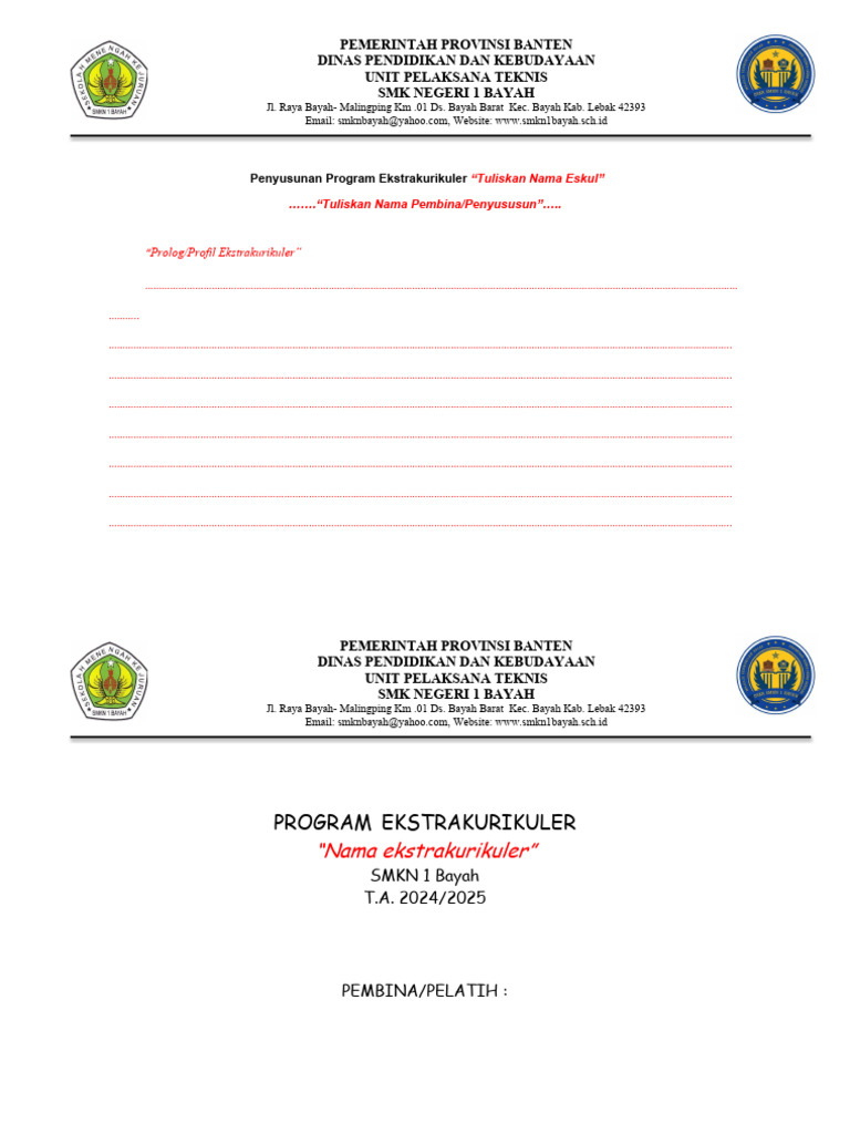 Penyusunan Program Ekstrakurikuler Di Sekolah | PDF