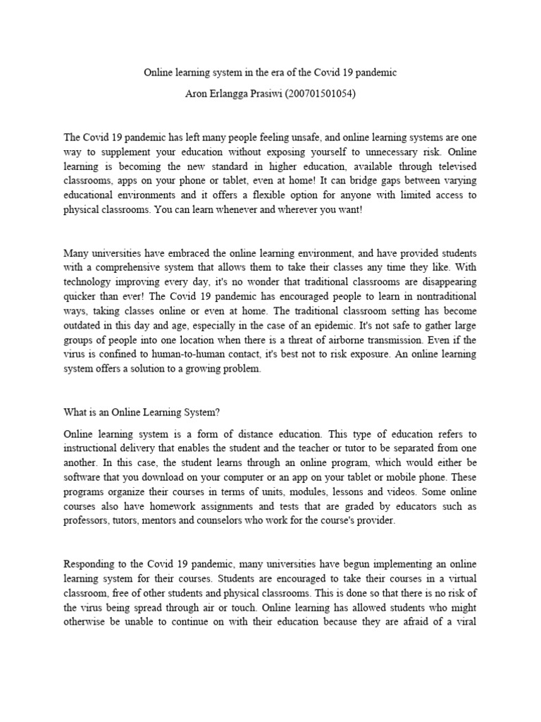 Online Learning Systems During COVID-19 | PDF | Educational Technology ...