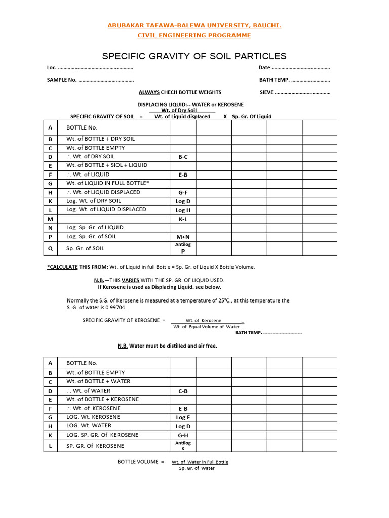 Soil Particle Specific Gravity Test | PDF | Continuum Mechanics | Quantity