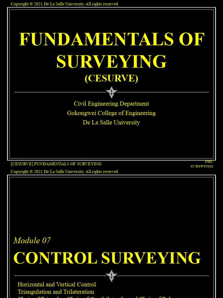 (CESURVE) Mod 07 Control Surveying | PDF | Surveying | Triangle