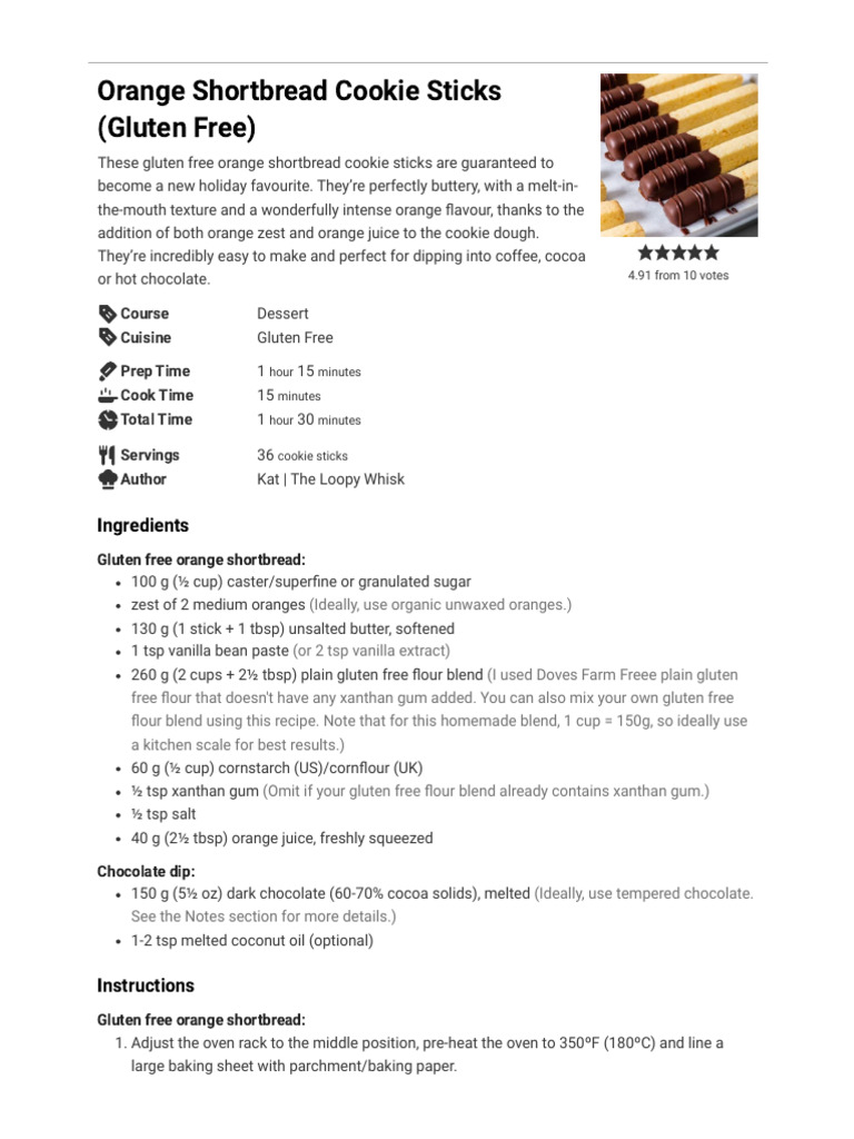 Orange Shortbread Cookie Sticks (Gluten Free) - The Loopy Whisk | PDF ...