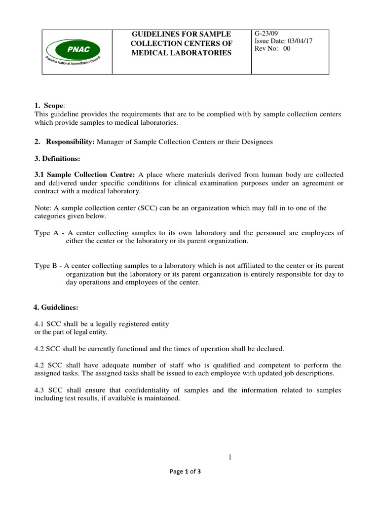 Guidelines for Sample Collection Centers | PDF | Waste | Hygiene