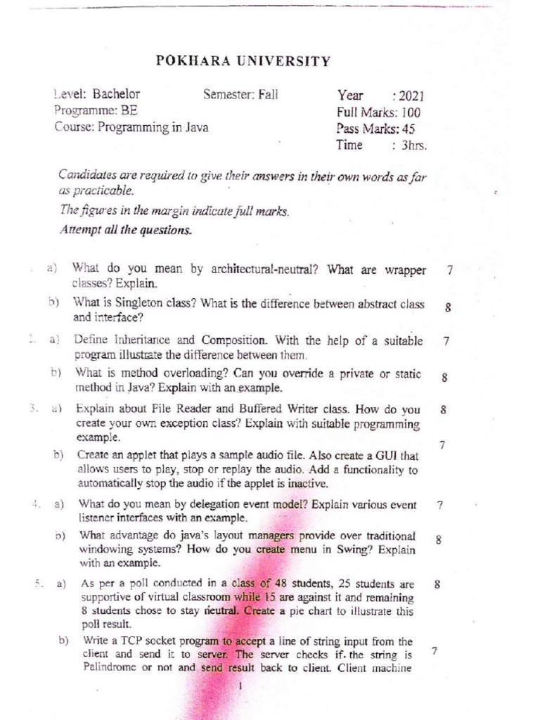 Java Past Questions | PDF