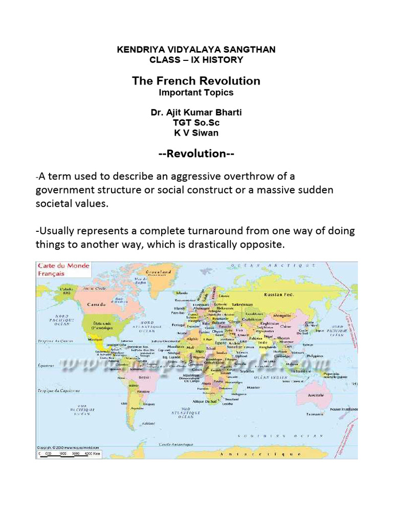Class IX History The French Revolution Important Topics - Dr. Ajit ...