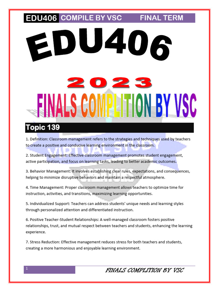 EDU406 Final Term Short Notes by VSC | PDF | Reflective Practice ...