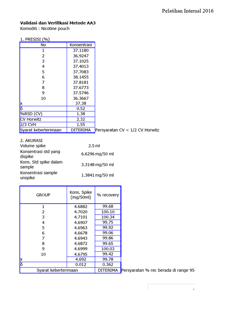 Validasi Dan Verifikasi AA3 Pouch | PDF