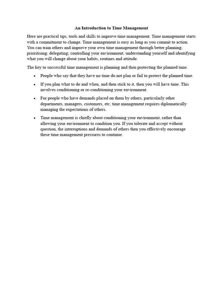 An Introduction To Time Management | PDF