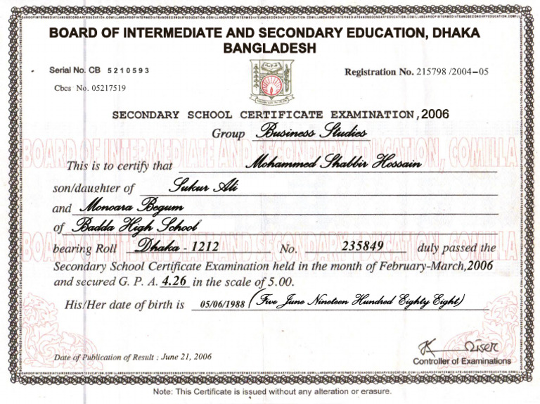 School Certificate | PDF