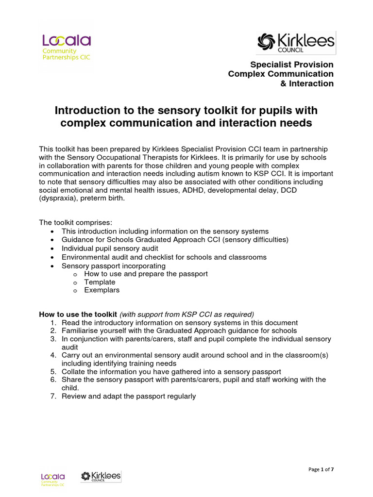 Sensory Toolkit for Complex Needs | PDF | Senses | Somatosensory System