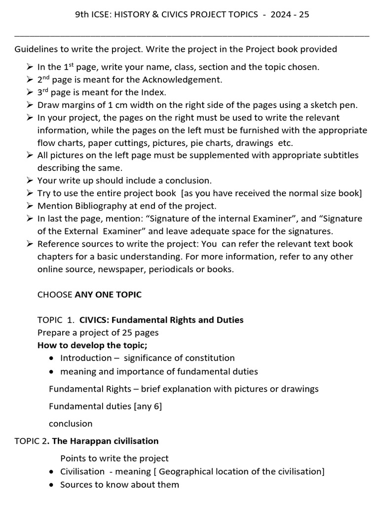 9 History Civics Project Topics | PDF | Finance & Money Management ...