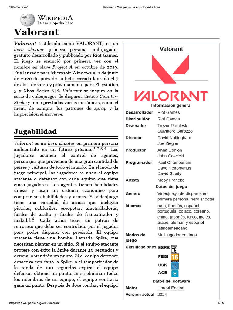 Valorant - Wikipedia, La Enciclopedia Libre | PDF