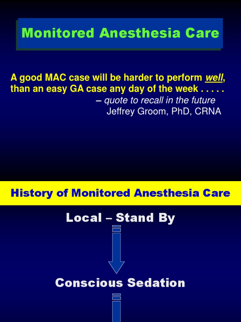 Monitored Anesthesia Care Notes Jag2007 | PDF | Anesthesia | Health ...