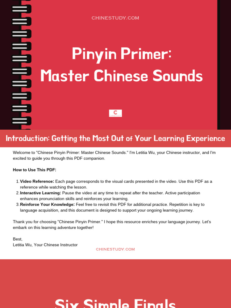 Chinese Pinyin Primer Script-1 | PDF | Linguistics | Phonetics