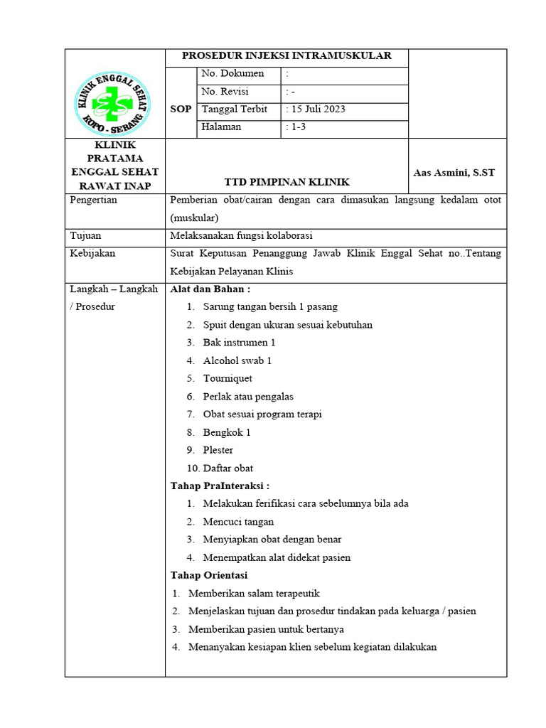 SOP Injeksi IM | PDF