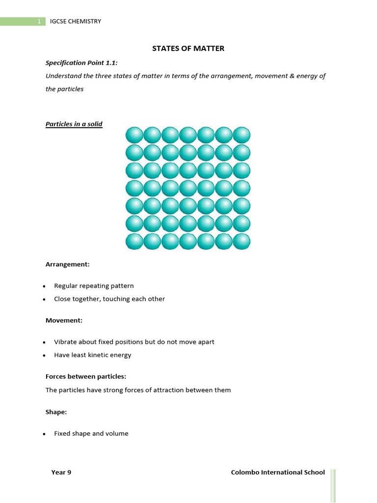 Lesson 1 - States of matter | Download Free PDF | Gases | Liquids