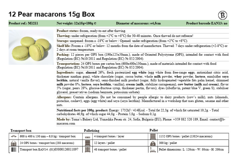 PS Pear Macaron 15g 2023 | PDF | Milk | Butter