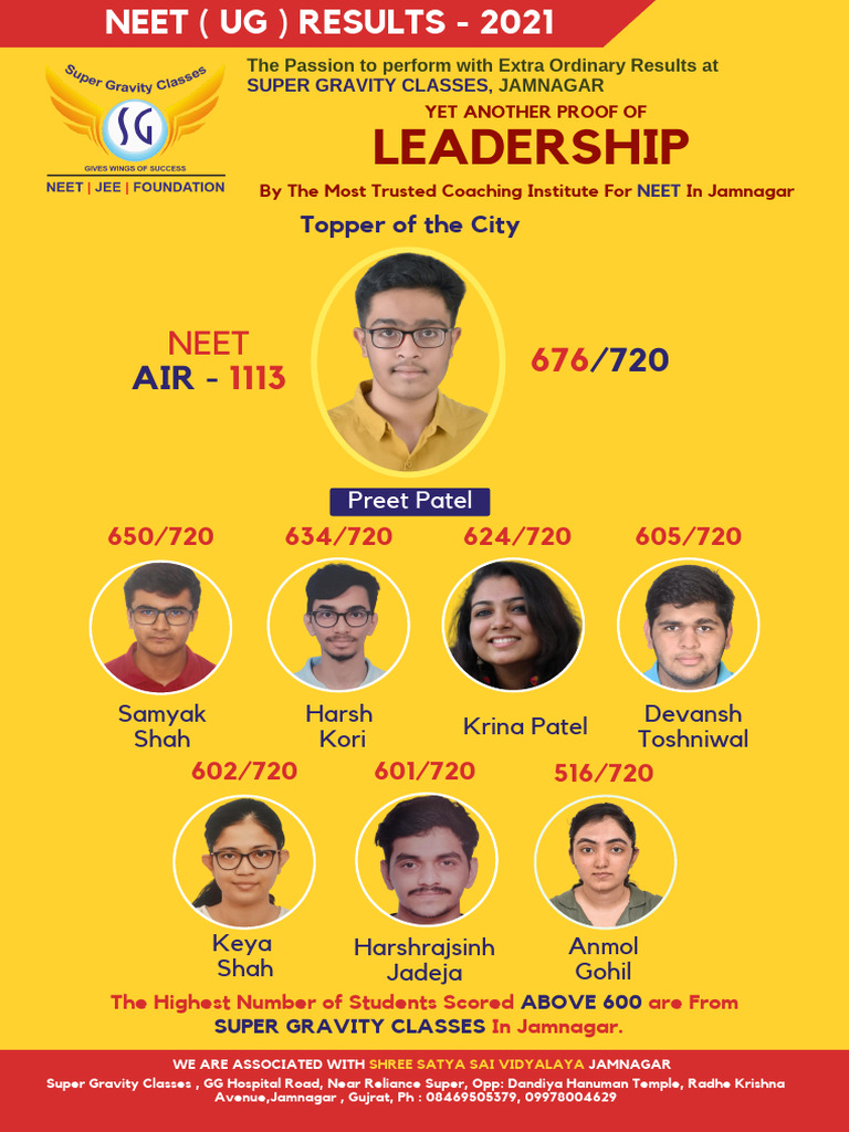 NEET & JEE Success at Super Gravity Classes | PDF | Schools | Academia