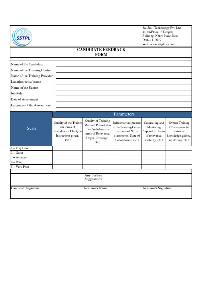 Candidate Feedback Form | PDF | Cognition | Human Communication