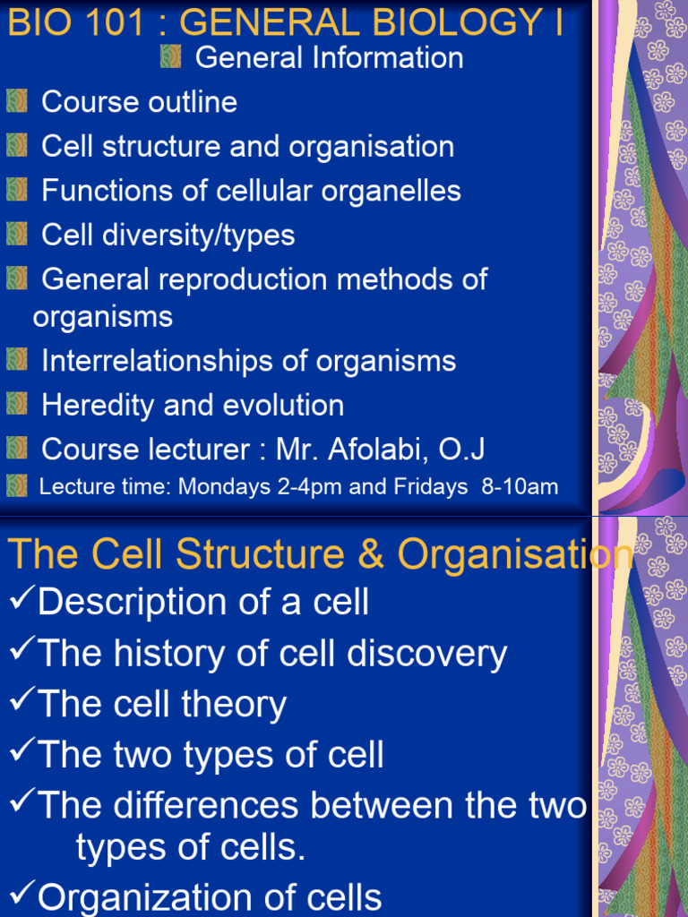 Bio 101 Futa Cells | PDF | Cell (Biology) | Eukaryotes