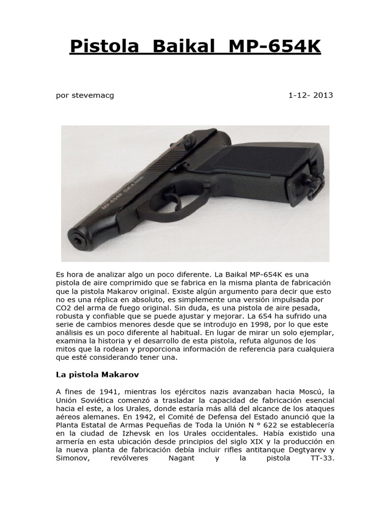 Baikal MP-654K | PDF | Pistola | Armas de fuego