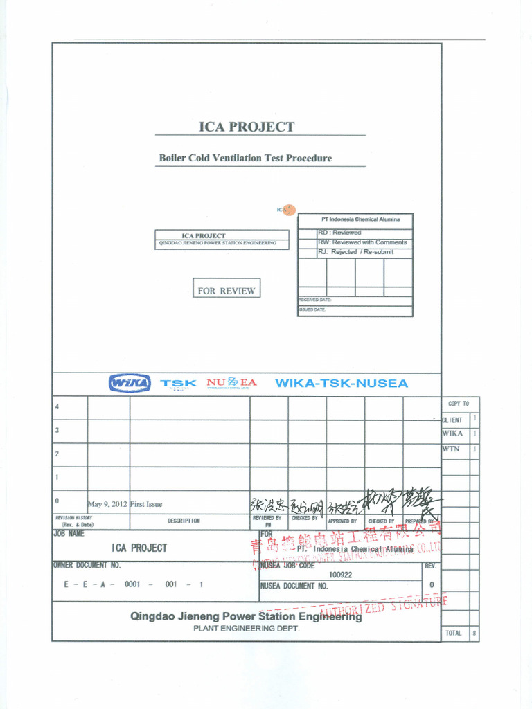 1 Boiler Cold Ventilation Test Procedure | PDF | Boiler | Valve