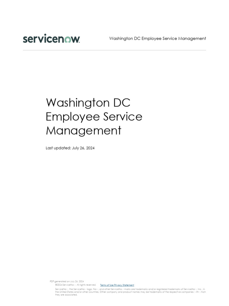 Washington DC Employee Service Management Document Tasks Generation ...